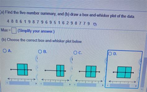 solved a find the five number summary and b draw a