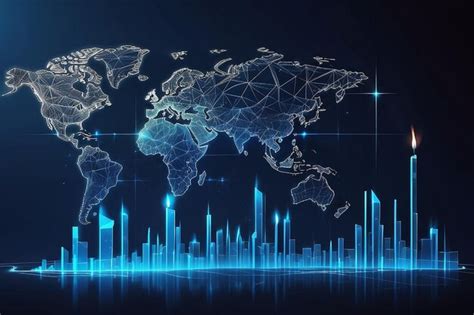 Abstract Infographic Visualization Financial Chart With Uptrend Line Graphs And Candlesticks