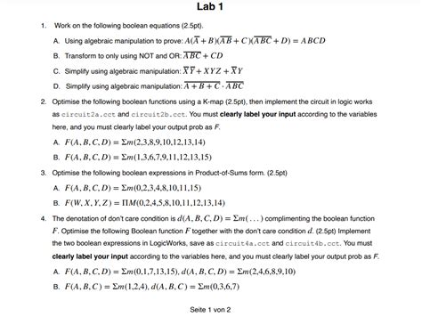 Solved Work On The Following Boolean Equations Pt Chegg