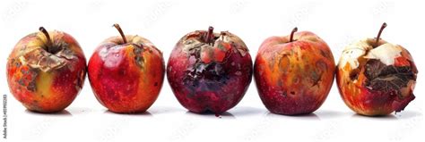 Decay Five Apples Showing Various Stages Of Ageing And Decay Stock Illustration Adobe Stock