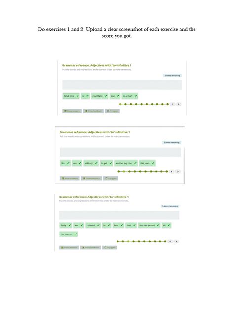 Do Exercises 1 And 2 Upload A Clear Screenshot Of Each Exercise And The Score You Got Pdf