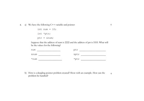 solved 4 a we have the following c variable and pointer