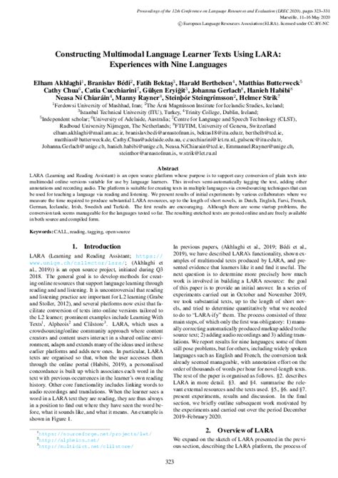 Pdf Constructing Multimodal Language Learner Texts Using Lara