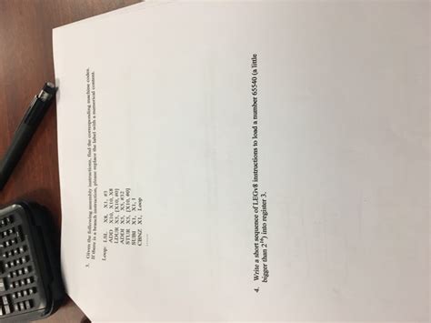 Solved Given The Following Assembly Instructions Find The