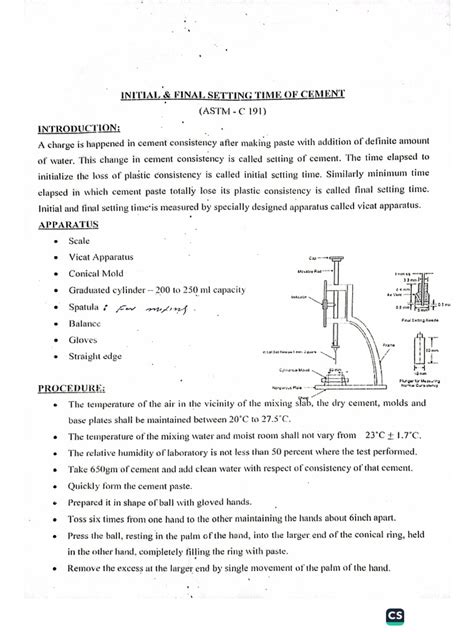 Initial Andfinal Setting Time Of Cement Pdf
