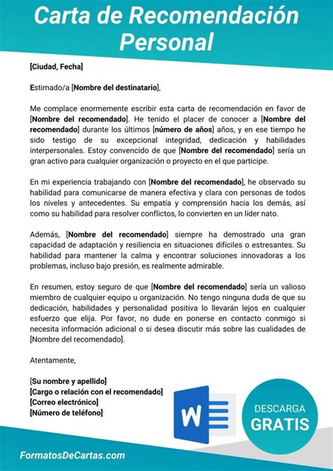Formato Carta De Recomendacion Personal Unique Re Endacion Laboral Rsacarta De Recomendacion