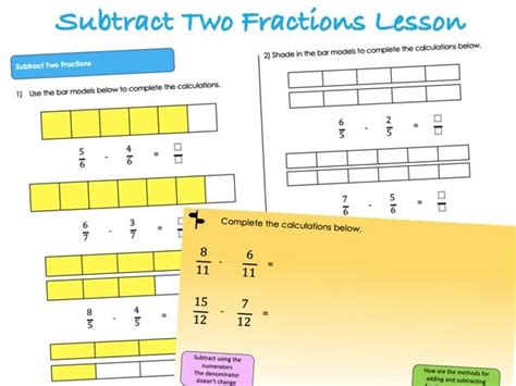 Year 4 Fractions Subtract Two Fractions Lesson Teaching Resources