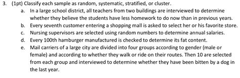 Solved Pt Classify Each Sample As Random Systematic Chegg