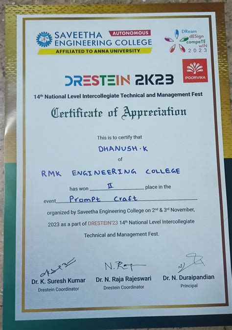 dhannush k on linkedin hello connections this is my certificates from my latest symposium at…