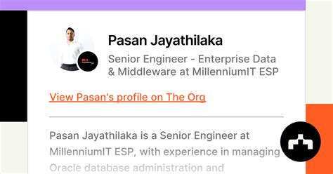 Pasan Jayathilaka Senior Engineer Enterprise Data And Middleware At