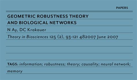 2007 Geometric Robustness Theory And Biological Networks — David C Krakauer