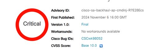 Cve 2024 20418 Cvss 10 Cisco Urwb Access Points Vulnerable To Remote Takeover