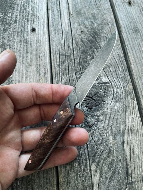 Ocelot Pocket Edc Knife — Redwood Burl And Copper Redroot Blades