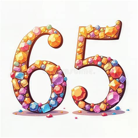 Colorful Gemstone Numbers 65 Stock Illustration Illustration Of