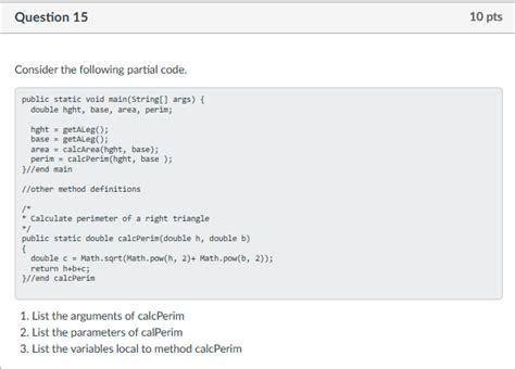Solved Question Pts Consider The Following Partial Chegg