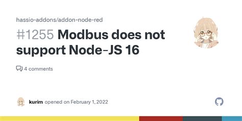 modbus does not support node js 16 · issue 1255 · hassio addons addon