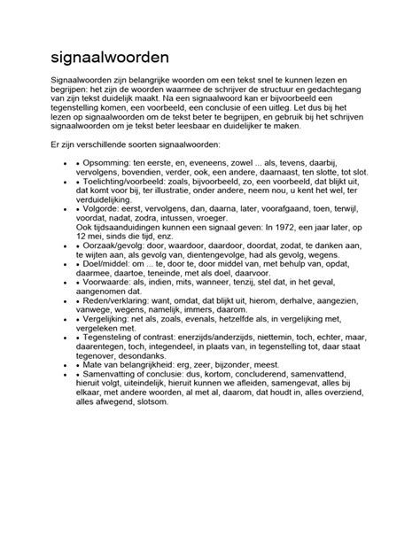 Signaalwoorden Pdf