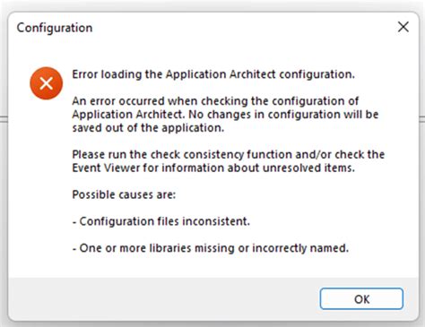 error loading the application architect configuration pcvue pcvue