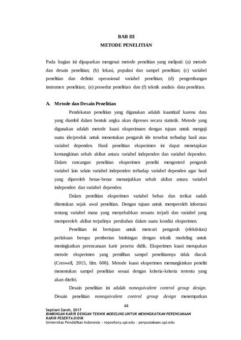 PDF BAB III METODE PENELITIAN A Metode Dan Desain Repository Upi Edu T BK