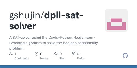 Github Gshujindpll Sat Solver A Sat Solver Using The David Putnam Logemann Loveland