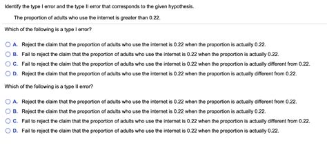 solved identify the type i error and the type il error that