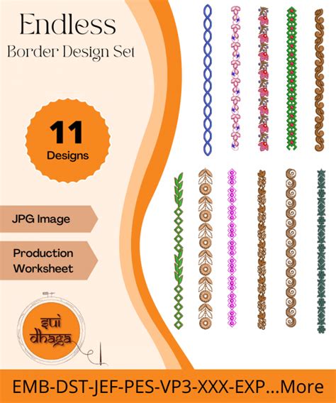 Endless Border Machine Embroidery Design Set