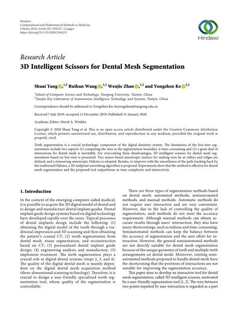 pdf 3d intelligent scissors for dental mesh segmentation