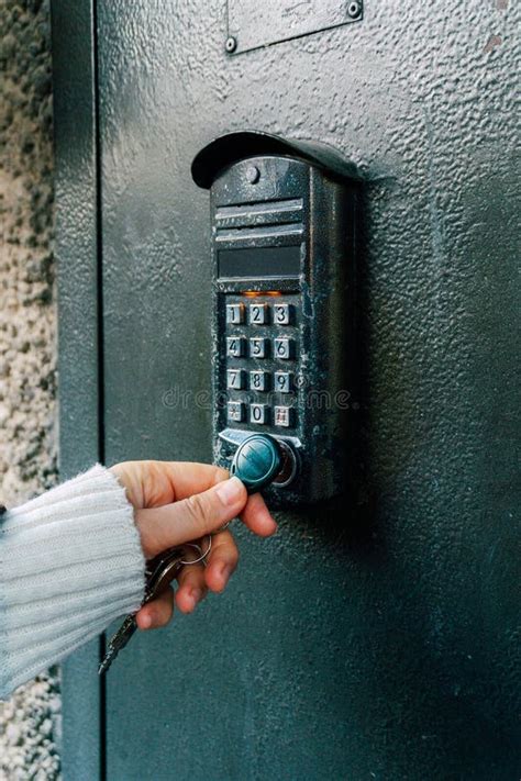 Magnetic Intercom In An Apartment Building Opening The Front Door Lock