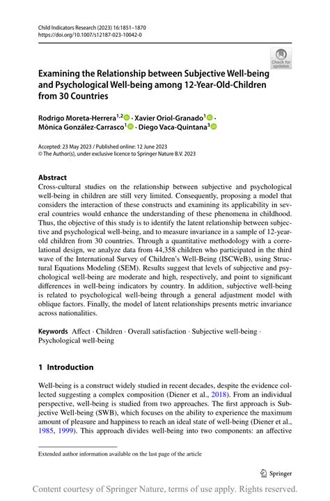 Examining The Relationship Between Subjective Well Being And