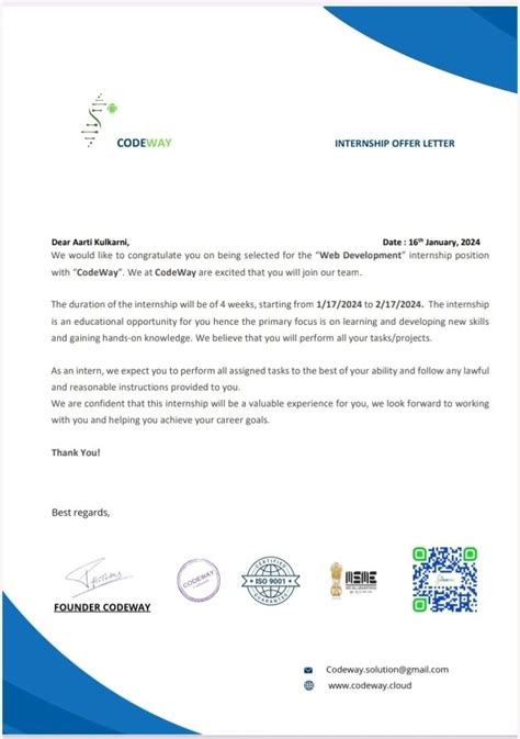 Aarti Kulkarni On Linkedin Codewayintern Webdeveloper