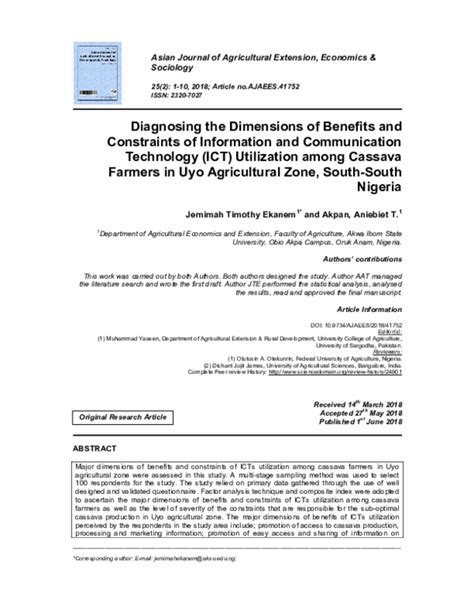 Pdf Diagnosing The Dimensions Of Benefits And Constraints Of Information And Communication