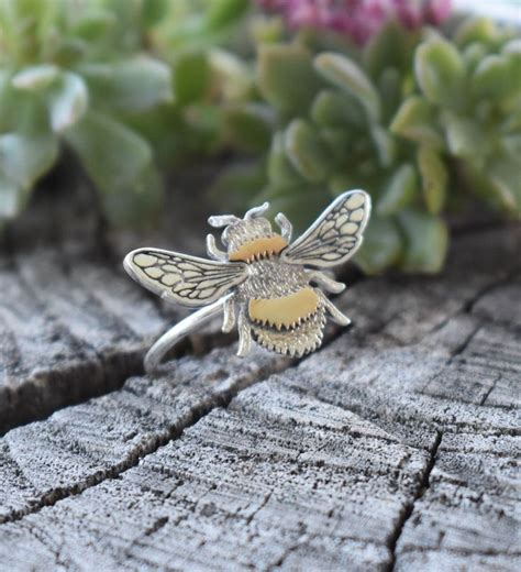 Bee Ring Gold Bee Ring Silver Bee Ring Bumblebee Bee Lovers Sterli