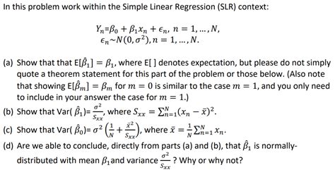 Solved In This Problem Work Within The Simple Linear Chegg