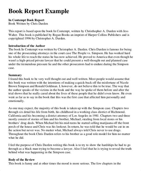 Book Report Sample Pdf Master Of Template Document