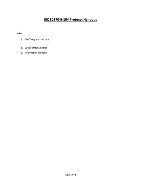 Iec 104 Handout Pdf Standard Score Computer Data