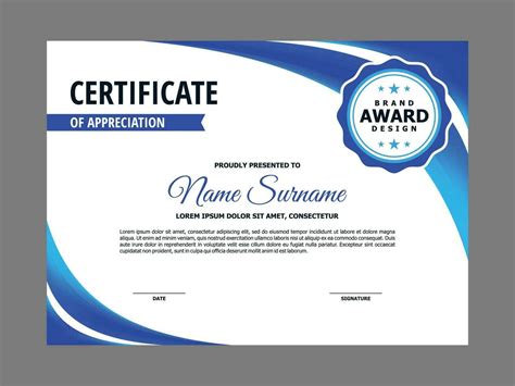 Certificate Template With Blue Curve Element 36072542 Vector Art At