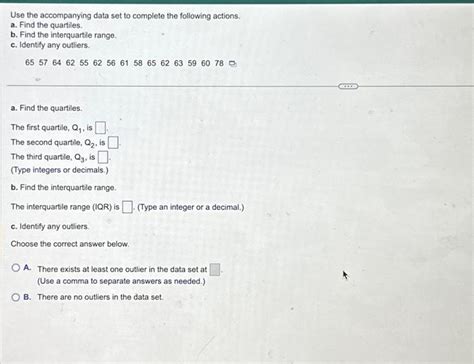 Solved Use The Accompanying Data Set To Complete The Chegg Com