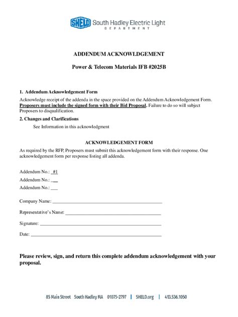 Fillable Online Addendum Acknowledgement Form Addendum 3 Fax Email Print Pdffiller