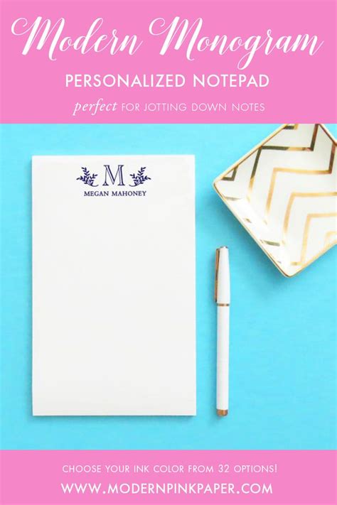 Elegant 1 Initial Monogram Notepad Set For Adults Personalized