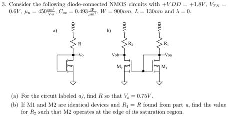 Solved 3 Consider The Following Diode Connected Nmos