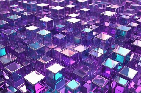Premium Ai Image Vivid Iridescent Crystal Cubes On Abstract Purple Geometry Stunning 3d Render