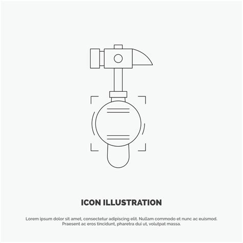 Hammer Crash Break Tool Line Icon Vector 17980724 Vector Art At Vecteezy