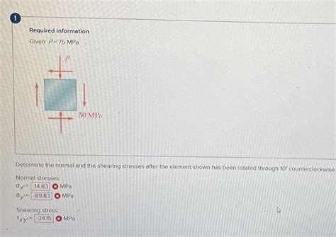 Solved Required Information Given P 75 MPa P 50 MPA Chegg Com