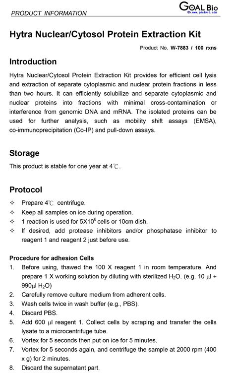 Hytra Nuclearcytosol Protein Extraction Kit 翰新國際有限公司 Beckman Coulter