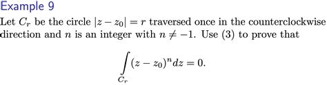 solved example 9let cr ﻿be the circle z z0 r ﻿traversed