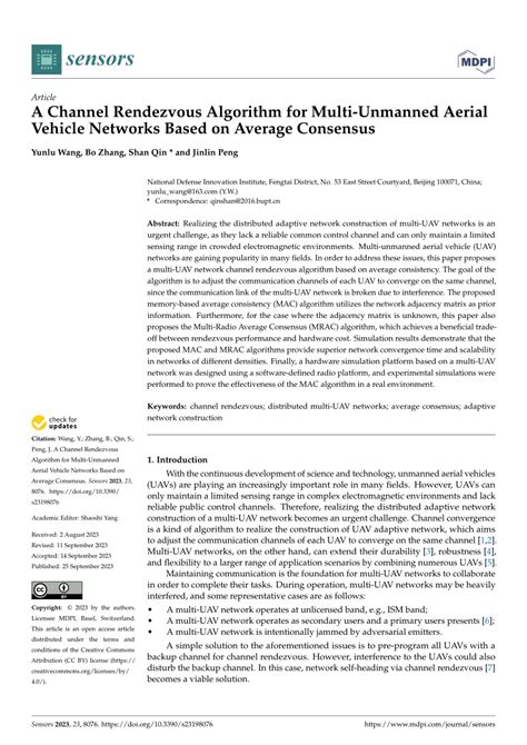PDF A Channel Rendezvous Algorithm For Multi Unmanned Aerial Vehicle Networks Based On Average