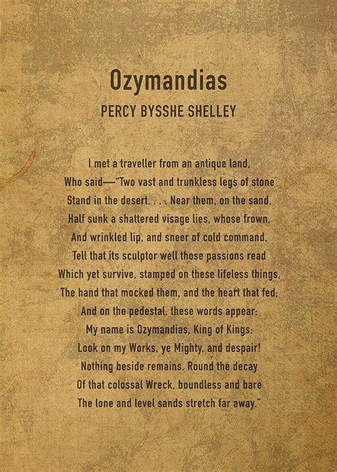 Ozymandias By Percy Bysshe Shelley Poem Iconic Poetry On Worn