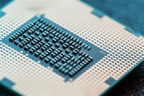 Close Up Of CPU Chip Processor Selective Focus Stock Photo Image Of Information Gold