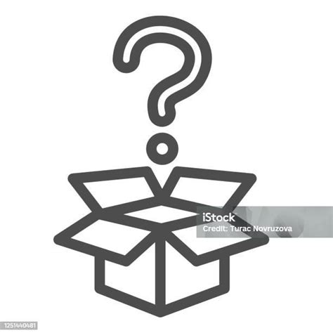 질문 및 상자 라인 아이콘 배달 개념 흰색 배경에 물음표 기호가있는 판지 상자 윤곽선 스타일의 상자 아이콘 위에 질문이있는 골판지 상자를 엽니 다 벡터 그래픽 개념에 대한