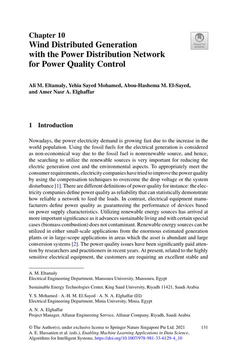 Pdf Wind Distributed Generation With The Power Distribution Network For Power Quality Control